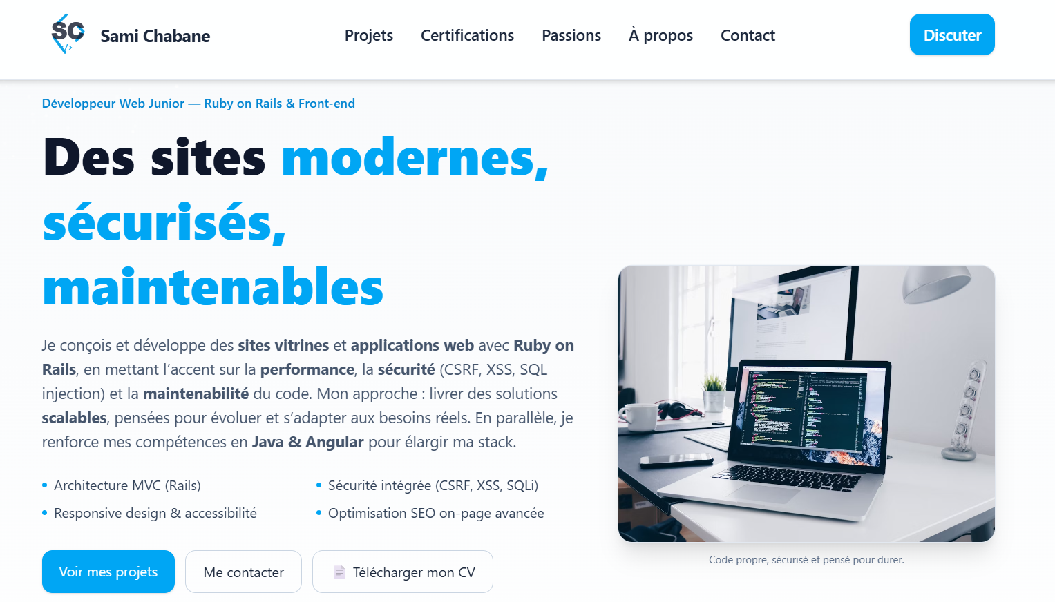 Portfolio — Sami Chabane, développeur web (Rails, Front-end)